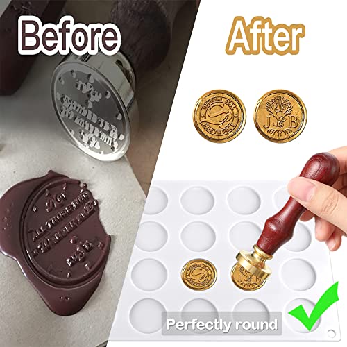 Silicone Wax Seal Mat, Pad for Wax Seal Stamp, DOSTK 24-Cavity Wax Sealing Mat with 60Pcs Removable Sticky Dots for DIY Craft Adhesive Waxing