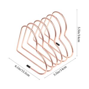 STOBOK Adjustable Bookends Metal Wire Heart Shaped Bookends Desktop Magazine File Holder Record Organizer Newspaper CD Display Rack for Home Office Bookshelf Rose Gold