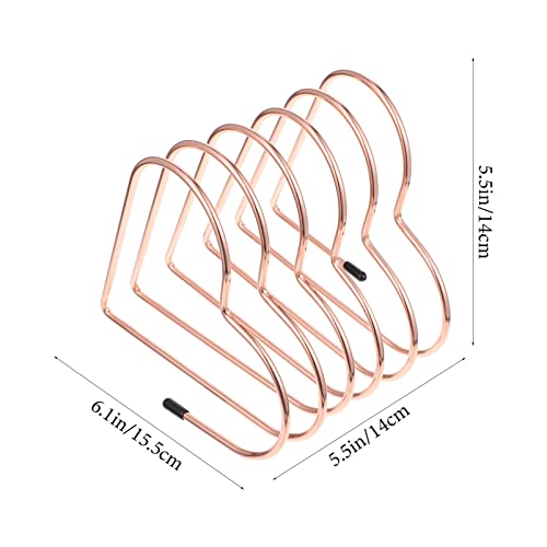 STOBOK Adjustable Bookends Metal Wire Heart Shaped Bookends Desktop Magazine File Holder Record Organizer Newspaper CD Display Rack for Home Office Bookshelf Rose Gold