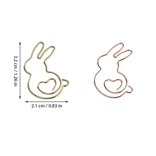 ZELARO 20 Pieces Cute Paper Clips, Metal Rabbit Shaped Paper Clips Animal Bookmark Clip for Home Office School Documents, Notes Organizing (Gold)