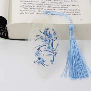 6 Pieces Handmade Leaf Vein Bookmarks with Tassels Chinese Paintings Best Gift for Your Friends Kids Student Souvenirs Business Gift Christmas Gift Birthday Gift