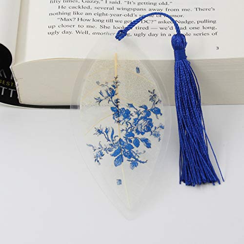 6 Pieces Handmade Leaf Vein Bookmarks with Tassels Chinese Paintings Best Gift for Your Friends Kids Student Souvenirs Business Gift Christmas Gift Birthday Gift