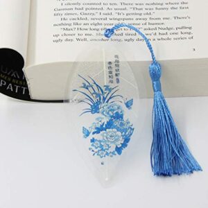 6 Pieces Handmade Leaf Vein Bookmarks with Tassels Chinese Paintings Best Gift for Your Friends Kids Student Souvenirs Business Gift Christmas Gift Birthday Gift