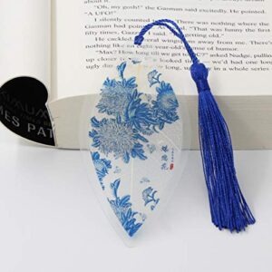 6 Pieces Handmade Leaf Vein Bookmarks with Tassels Chinese Paintings Best Gift for Your Friends Kids Student Souvenirs Business Gift Christmas Gift Birthday Gift