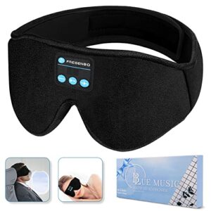 fregenbo sleep headphones eye mask, 20-27 adjustable music 3d sleep mask upgraded, wireless sleeping headphones for side sleepers, handsfree for meditation insomnia travel(black)