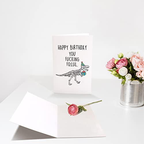 Chenive Funny Getting Older Birthday Card for Him Her, Rude Birthday Card for Man Women, Happy Birthday You F*cking Fossil