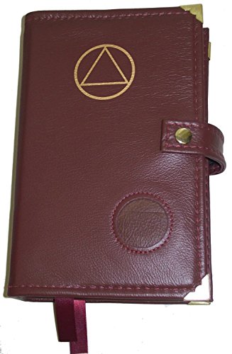 Culver Enterprises Burgundy Leather Double AA Alcoholics Anonymous Big Book & 12 Steps and 12 Traditions Book Cover Symbol and Medallion Holder