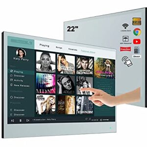 elecsung 22 inch Touchscreen Smart Mirror TV for Bathroom IP66 Waterproof Television with Integrated HDTV(ATSC) Tuner Full HD 1080P with Wi-Fi