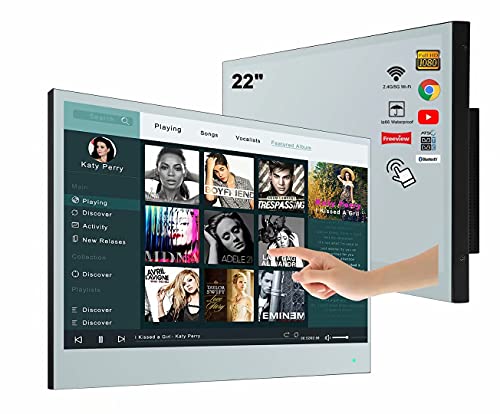 elecsung 22 inch Touchscreen Smart Mirror TV for Bathroom IP66 Waterproof Television with Integrated HDTV(ATSC) Tuner Full HD 1080P with Wi-Fi