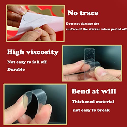 Reusable Multifunctional Double Sided Adhesive Tape, 60/180/300 Pcs Double Sided Mounting Strong Sticky Wall Strips Transparent Tape Without Cropping, No Residue (60 Pcs)