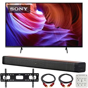 sony kd43x85k 43″ x85k 4k hdr led tv with smart google tv (2022 model) bundle with deco home 60w 2.0 channel soundbar, 37″-100″ tv wall mount bracket bundle and 6-outlet surge adapter