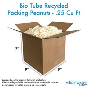 1/4 Cu Ft White Bio Tube Recycled Anti Static Packing Peanuts Popcorn Tube Shape Loose Fill | Magicwater Supply