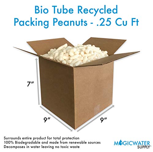 1/4 Cu Ft White Bio Tube Recycled Anti Static Packing Peanuts Popcorn Tube Shape Loose Fill | Magicwater Supply