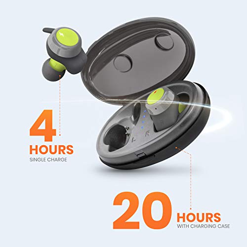 Helix True Wireless Ultra Sport Earbuds, 5.0 Bluetooth Earphones, HD Audio, SecureLock Fit, IPX4 Waterproof, Auto-Pairing, Workout, Sport (Water/Sweat Resistant)