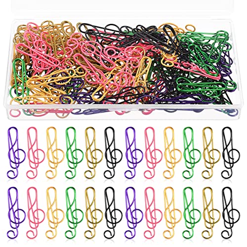 Amosfun Heart Bookmark Heart Bookmark 100Pcs Musical Note Paperclips Colorful Paper Clips Musical Note Clips Metal Paperclips Office Paperclips Fancy Bookmarks