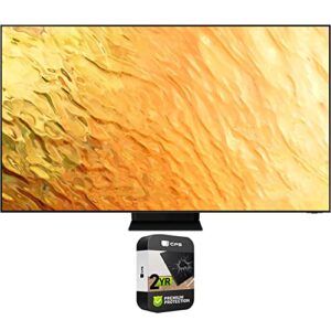 samsung qn85qn800bfxza 85 inch qn800b neo qled 8k smart tv 2022 (renewed) bundle with 2 yr cps enhanced protection pack