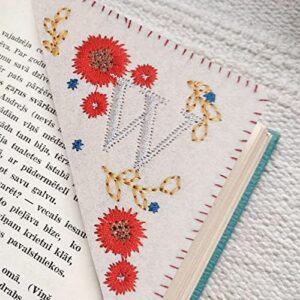 26 letters elegant personalized hand embroidered corner bookmark four seasons fun bookmark decoration handmade custom letter bookmark hand stitched corner bookmark