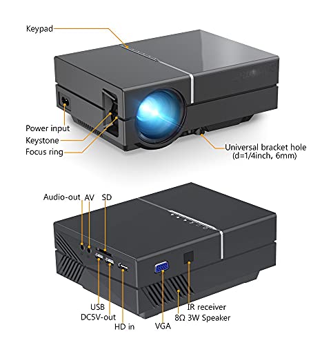 CXDTBH K8 Mini LED Video Portable 1080P 150inch Home Theater Digital Projector for 3D 4K Cinema ( Color : K8 )