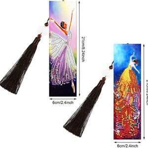 pigpigboss Ballet Girl Diamond Painting Bookmark 2 Pieces DIY Bookmark with Tassel Special Shaped Diamond Painting Dancing Girl Bookmark Diamond Dots Art for Adult Kid Book Decor Art