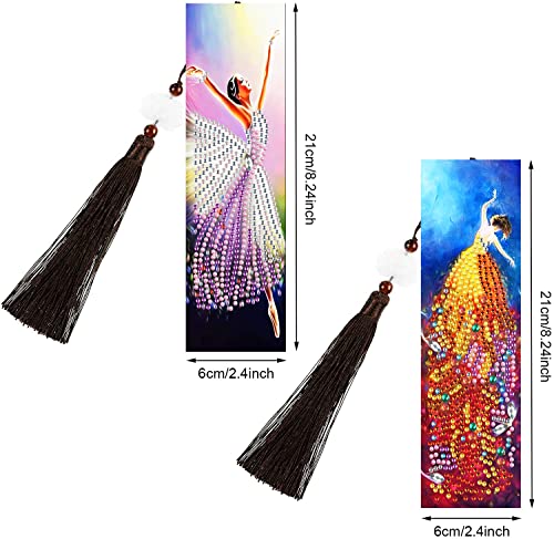 pigpigboss Ballet Girl Diamond Painting Bookmark 2 Pieces DIY Bookmark with Tassel Special Shaped Diamond Painting Dancing Girl Bookmark Diamond Dots Art for Adult Kid Book Decor Art