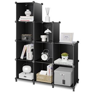 tomcare cube storage 9-cube closet organizer shelves plastic storage cube organizer diy closet organizer storage cabinet modular book shelf shelving for bedroom living room office, black