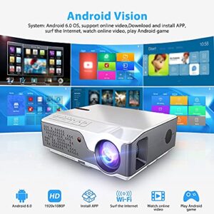 CXDTBH Full 1080P Projector LED Native 1920 x 1080P 3D Home Theater Smart Phone Beamer ( Size : Android Version )