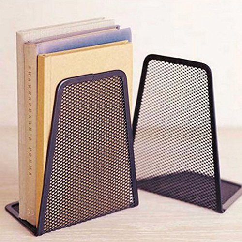 Kangkang@ 1 Pair Metal Mesh Desk Book Holder Organizer Stand Desktop Office Home Accessories Bookends kitap tutucu kitap ayracı Black