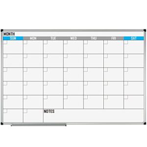 XBoard Magnetic Calendar Whiteboard 48" x 32" - Monthly Calendar Dry Erase Board, White Board + Colorful Calendar Board, Silver Aluminium Framed Monthly Planning Board