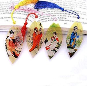 fascola leaf bookmarks – made of real leaves 4pcs landscape vein bookmark with traditional chinese painting business gift