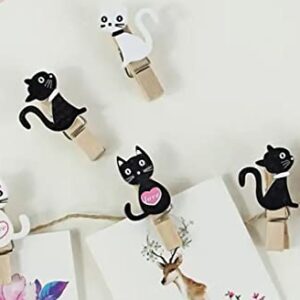 10Pcs Cute Cat Paper Clips! Cat Animal Shaped Wooden Memo Clips Bookmark with Hemp Rope! Fun Office Supplies Gifts for Women Men Teachers! (Cat)