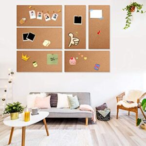 Cork Bulletin Board 17"x8" - 1/2" Thick Cork Board Tiles Frameless Cork Tiles, Self-Adhesive Corkboards Wall Decor with a Box Bonus Pushpins (6pack) for Office, School and Home