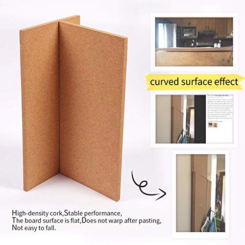 Cork Bulletin Board 17"x8" - 1/2" Thick Cork Board Tiles Frameless Cork Tiles, Self-Adhesive Corkboards Wall Decor with a Box Bonus Pushpins (6pack) for Office, School and Home