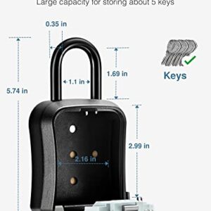 Puroma Key Lock Box, Portable Combination Lockbox Wall-Mounted Key Storage Box for House Keys, Resettable Code Safe Security Lock Box for Home, Office, Garage, Apartment Spare Key Storage (1 Pack)