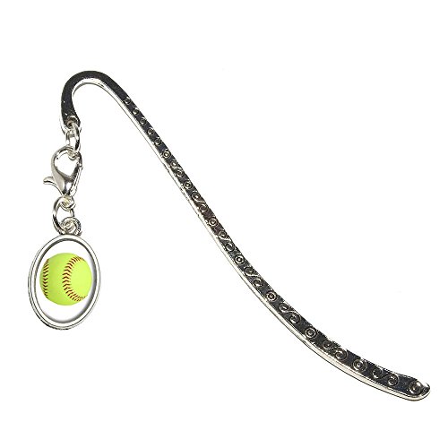 Softball Metal Bookmark Page Marker with Oval Charm