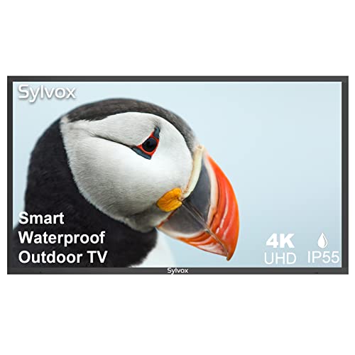 SYLVOX Outdoor TV, Waterproof 4K Smart TV, Supports Bluetooth Wi-Fi, Commercial Grade Equal Bezel LED TV, Suitable for Partial Sun Areas