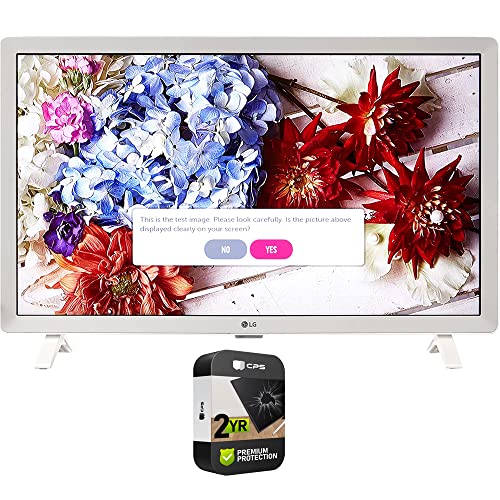 LG 24LM520S-WU 24 inch Class HD Smart TV and PC Monitor 23.6" Diagonal White Bundle with 2 YR CPS Enhanced Protection Pack