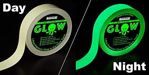 Best Glow in The Dark Tape 1 in x30 ft+10 Arrows+10 Stars -Bright, Long-Lasting Fluorescent Tape for Halloween,Outdoor, Night Decorations, Safety, Stairs, Theater