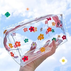 angelreally cute pencil pouch,kawaii pencil case,clear pvc organizer for girls and adults,big capacity pencil bag with zipper(red)