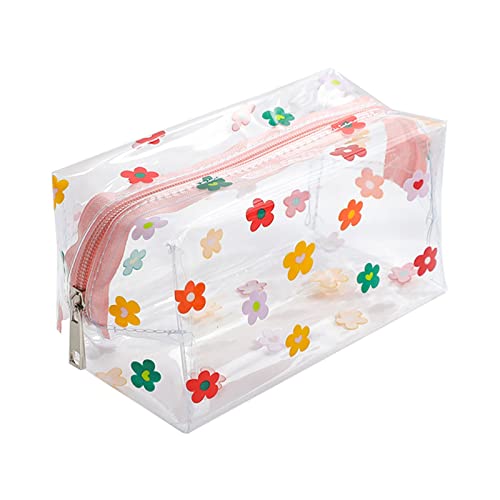 AngelReally cute pencil pouch,kawaii pencil case,clear PVC organizer for girls and adults,big capacity pencil bag with zipper(red)