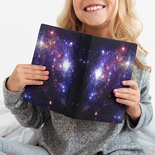 KUIFORTI Starry Sky Book Cover for Paperback,Book Protector Pouch with Purple Galaxy Boys Girls Back to School Textbook Jackets Adult Book Pouch Sleeve up to 9 * 11 Inch Office Supply