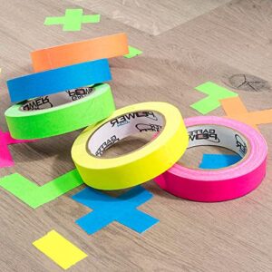 18ft Fluorescent Adhesive Tape Neon Tape - 5Pcs Glow in The Dark Gaffers Tape Color Pack 0.5 IN Wide - Gaffer Tape Multi Colored Duct Tape Multipack Blacklight Tape Art Crafts Neon Fluorescent Tape