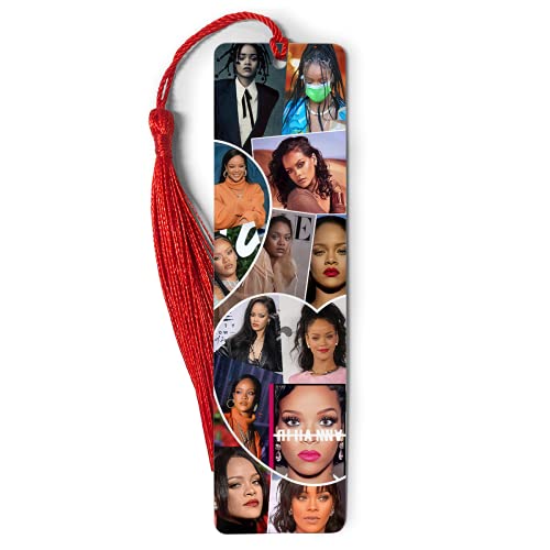 Bookmarks Ruler Metal Rihanna Bookography Collage Measure Tassels Bookworm for Bookmark Book Reading Markers Gift Christmas Ornament Bibliophile