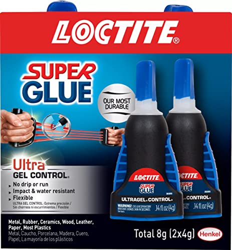 Loctite Super Glue Ultra Gel Control, Clear Superglue for Plastic, Wood, Metal, Crafts, & Repair, Cyanoacrylate Adhesive Instant Glue, Quick Dry - 0.14 fl oz Bottle, Pack of 2