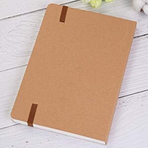 CooLeathor A5 Blank Notebook - 5.8 x 8.25 Inches Hard Kraft Cover Sketch Book with Elastic Closure, 80 Sheets / 160 Pages, Thick 100gsm Paper, Great for Sketching, Writing and Journal Refill