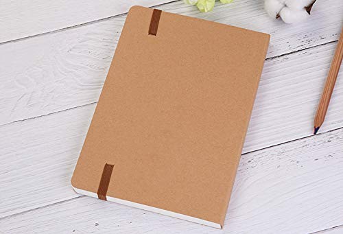 CooLeathor A5 Blank Notebook - 5.8 x 8.25 Inches Hard Kraft Cover Sketch Book with Elastic Closure, 80 Sheets / 160 Pages, Thick 100gsm Paper, Great for Sketching, Writing and Journal Refill