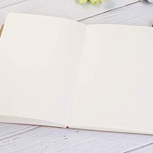 CooLeathor A5 Blank Notebook - 5.8 x 8.25 Inches Hard Kraft Cover Sketch Book with Elastic Closure, 80 Sheets / 160 Pages, Thick 100gsm Paper, Great for Sketching, Writing and Journal Refill