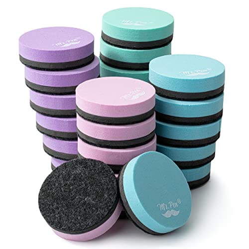 Mr. Pen- Mini Dry Erase Eraser, 24 Pack, Pastel Colors, Round Magnetic Dry Eraser, Whiteboard Eraser, Dry Erasers for Whiteboard, Magnetic Dry Erase Eraser, Dry Erase Board Erasers, Whiteboard Erasers