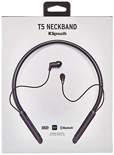 Klipsch T5 Neckband Headphones (Black), 5.9 x 5.9 x 0.4 Inches