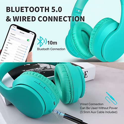 esonstyle Bluetooth Headphones Over Ear Foldable Wireless and Wired Stereo Headset with Mic Soft Earmuffs Light Weight for Phone TV PC Online Class Home Office