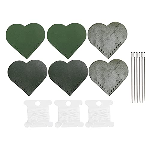 Leather Heart Bookmark Making Set, 2x2.2in Corner Page Book Marks for Reading Lover Cute Bookmarks Accessories Green Series